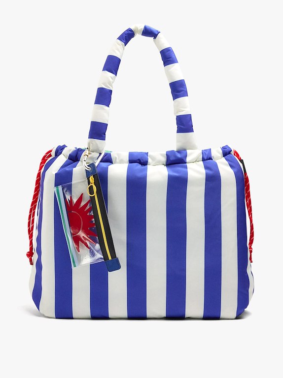 REVERSIBLE NYLON SHOPPER BAG WITH STRIPES