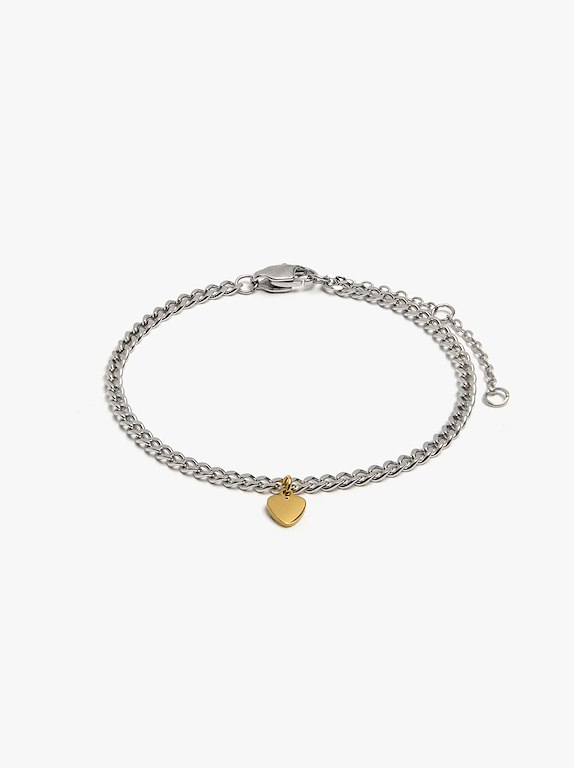BICOLOR BRACELET WITH HEART - STAINLESS STEEL