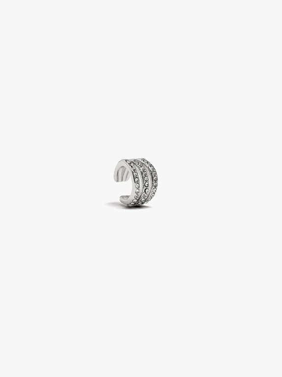 TRIPLE EFFECT EARCUFF WITH CRYSTALS - STAINLESS STEEL