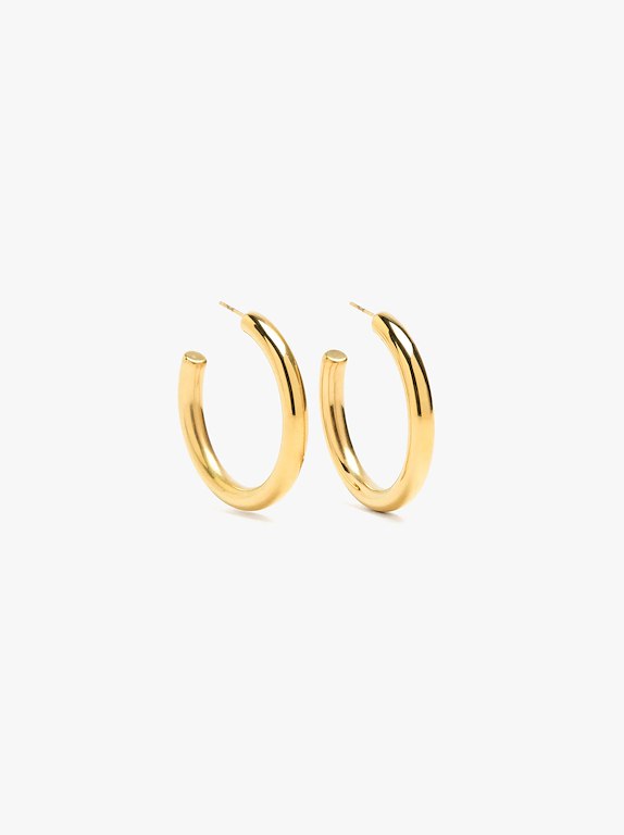 TUBULAR OPEN HOOP EARRINGS - STAINLESS STEEL