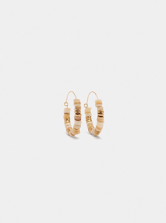 HOOP EARRINGS WITH SHELL BEADS