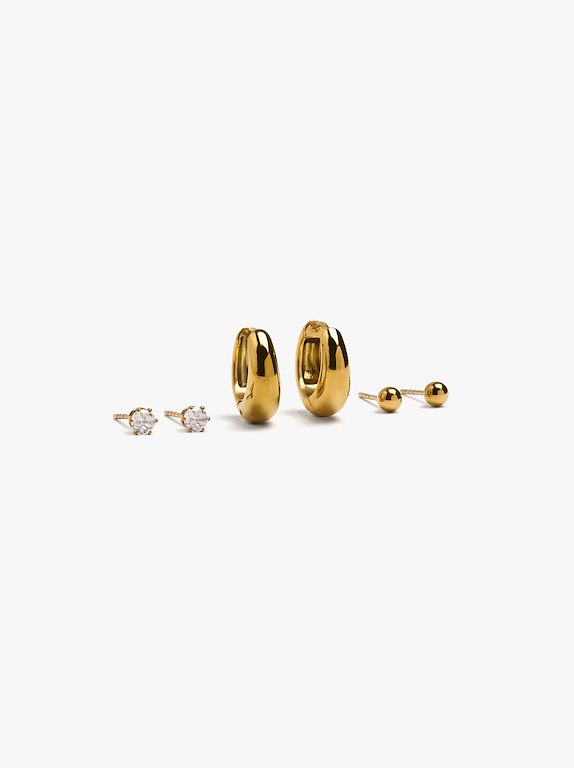 SET OF EARRINGS WITH CRYSTAL - STAINLESS STEEL
