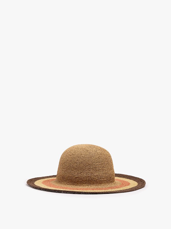 MULTICOLOR HAT WITH PAPER STRAW EFFECT