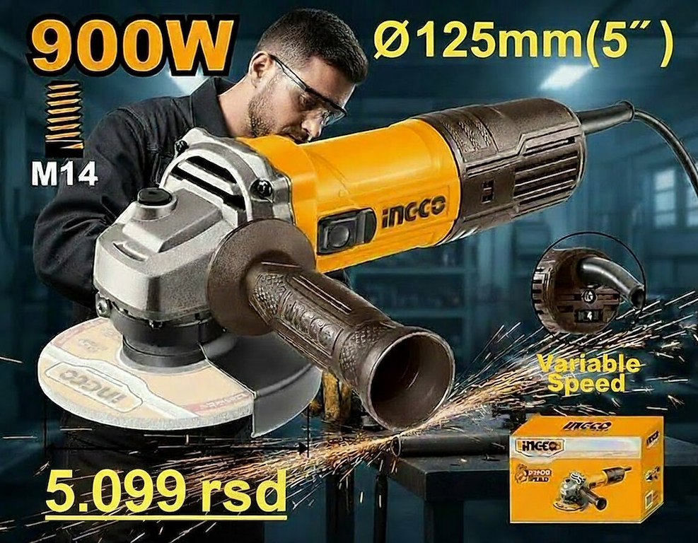 Ingco Ugaona brusilica 125mm 900W sa pot. AG900285