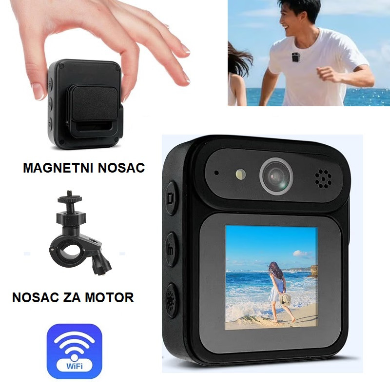MINI DVR - MOBILNI ZA TELO ILI MOTOR (BODY&MOTORCYCLE DVR) 1.3" (3.3cm - DIJAGONALA) WIFI