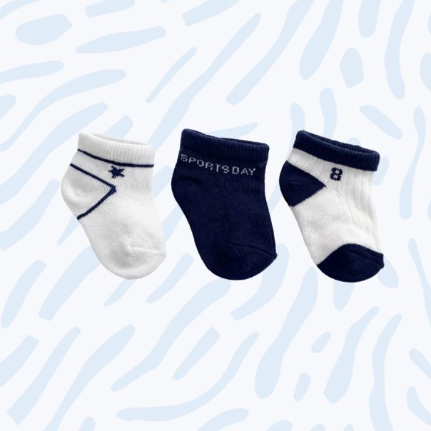 ERBEO Čarapice Za Dečake i Bebe – belo i teget boje, set 3 komada