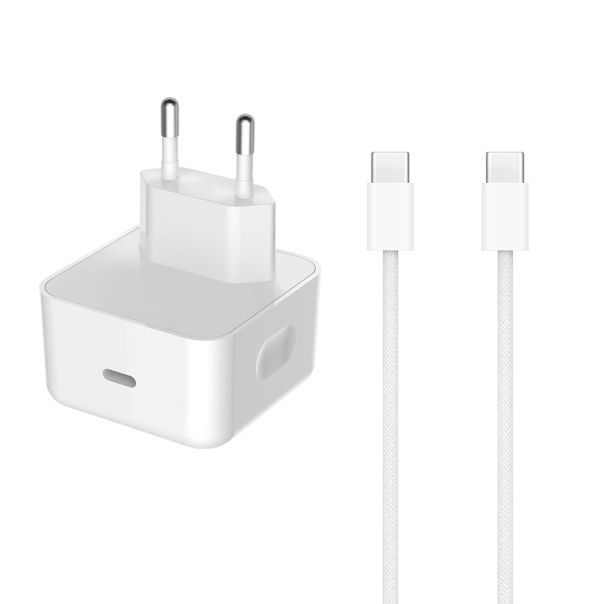 Kućni punjač za iPhone 17/AIR/17 Pro/17 Pro Max Type C na Type C 40W HQ, bela