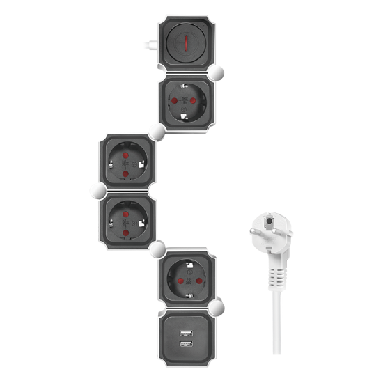 Logilink fleksibilni produžni kabl 4 mesta, 2 USB, 1.5m