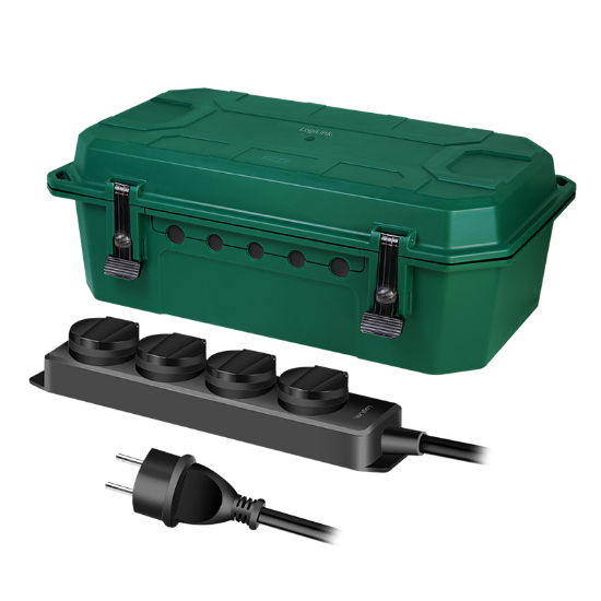 Logilink produžni kabl outdoor sa zaštitnom kutijom, 4 mesta, 5.0m, IP54, zelena