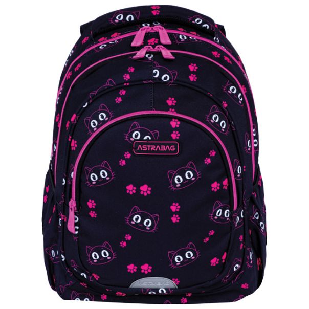 ASTRABAG Ranac đački anatomski 3zipa AB330 Cat's Eyes 502024051 crno-roze