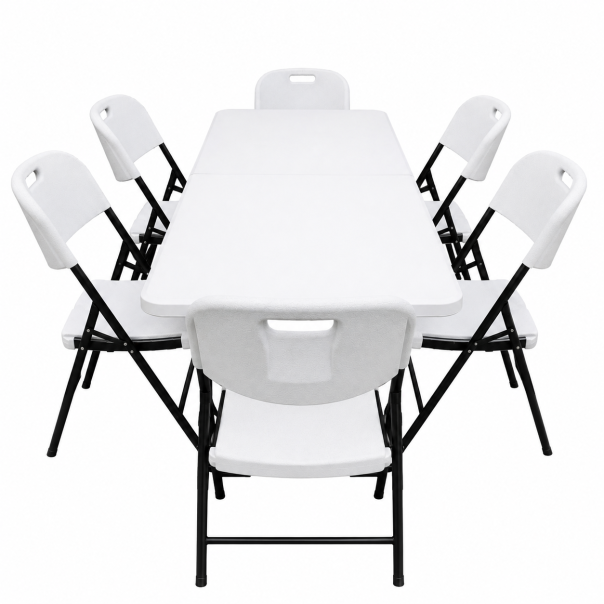 ePRO sklopivi baštenski SET sto 180cm + 6 stolica, metal-plastika
