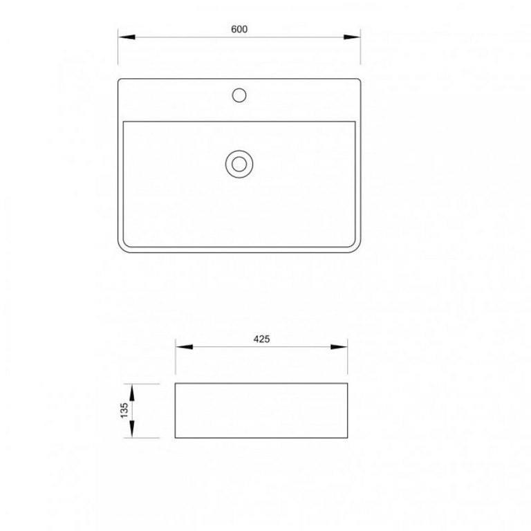 LAVABO 600X425X135 MINOTTI CRNI