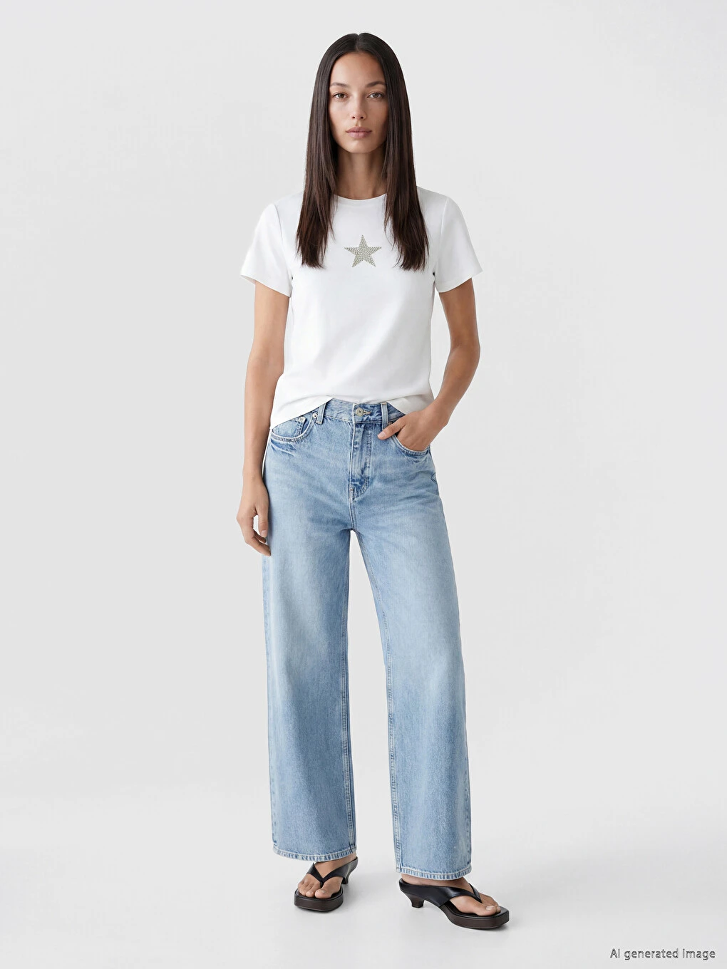 LCW EVERYDAY Bluza Sa Okruglim Izrezom Sa Zvezdastim Printom