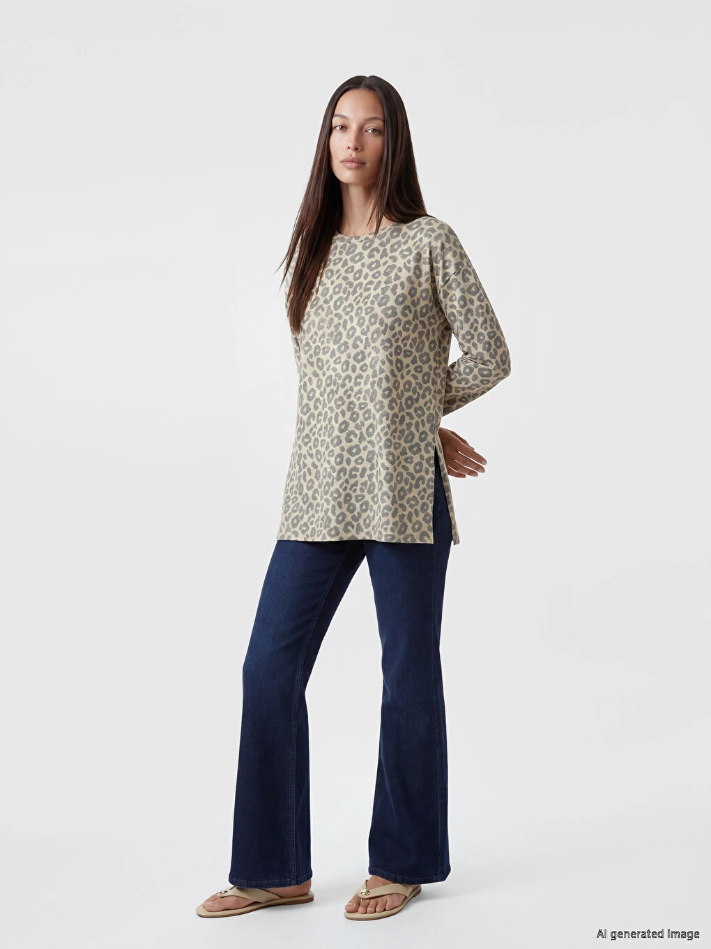 LCW EVERYDAY Ženska Tunika Sa Leopard Printom, Mekani Dodir