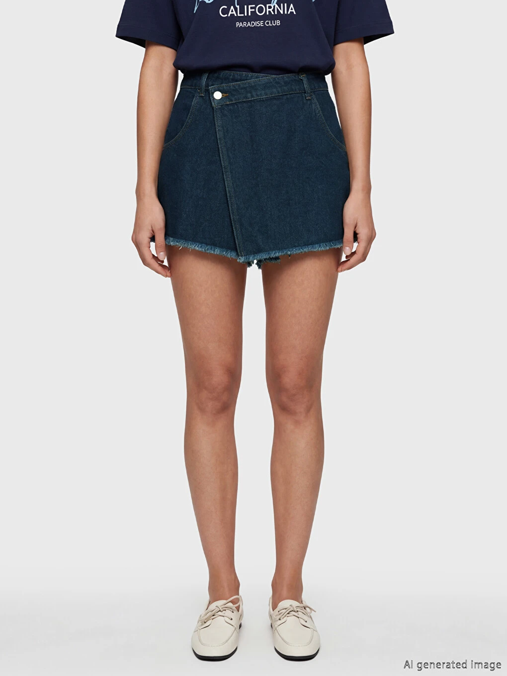 LCW Jeans Ženski Teksas Šorts Na Preklop Sa Visokim Strukom