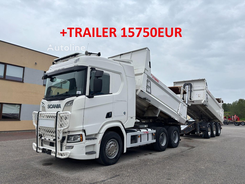 Scania R580 6x4 EURO6 + RETARDER + HEATING BOX + VIBRATOR kiper + prikolica kiper
