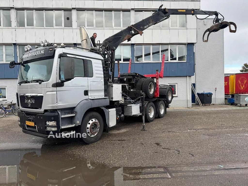 MAN TGS 33.480 6X4 + HIAB 251S.82 + TRAILER 2 AXLE KRAEMER kamion za prevoz drva