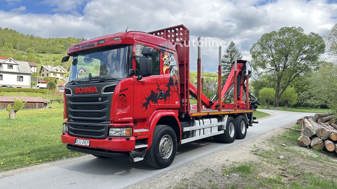 Scania G450 6x4 kamion za prevoz drva + šumarska prikolica