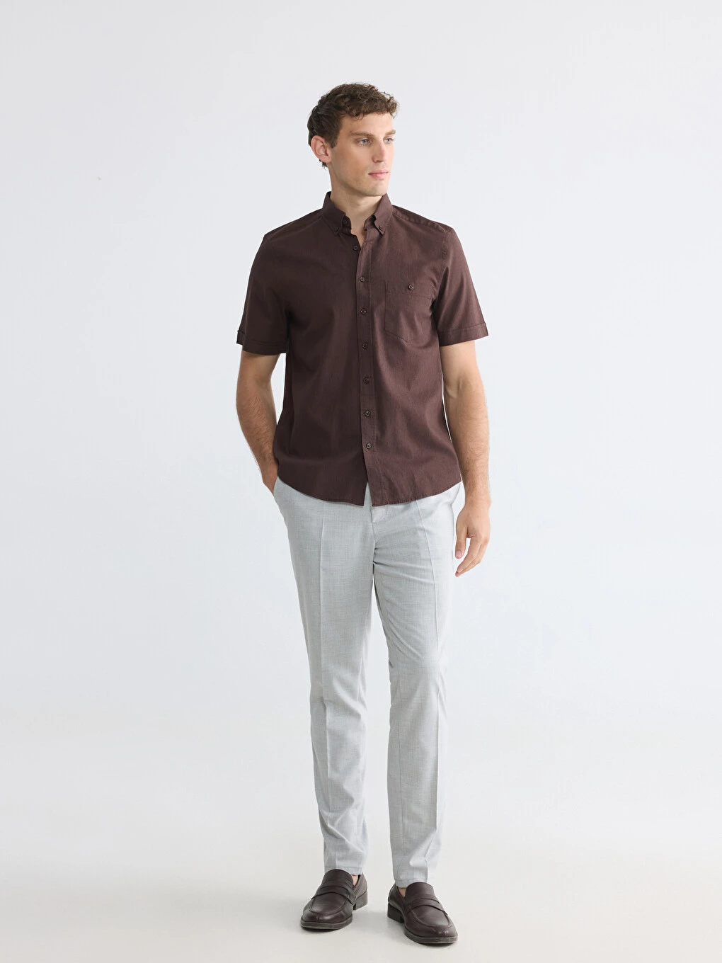 LCWAIKIKI Classic Regular Fit Košulja Od Mešavine Lana Za Muškarce
