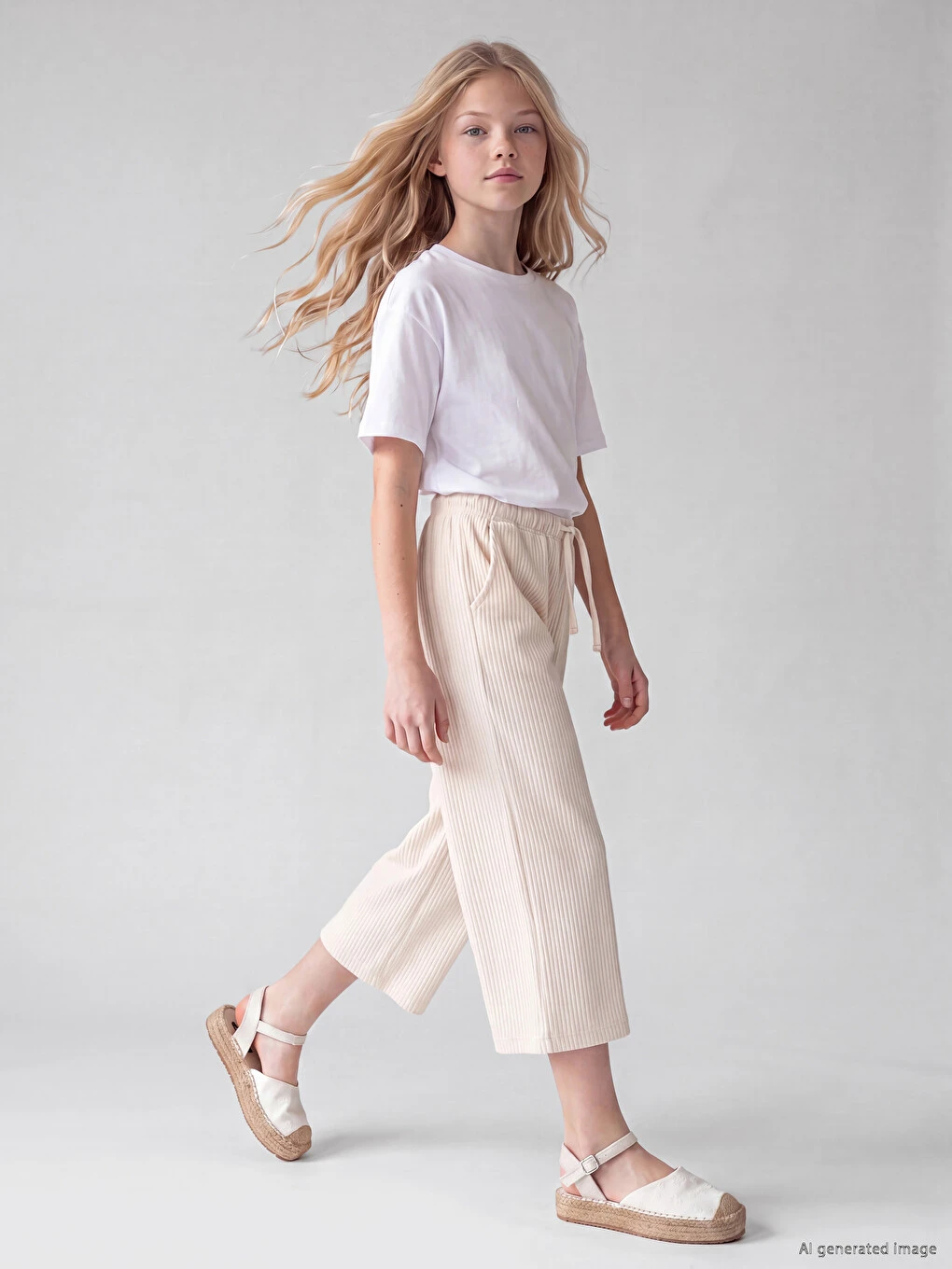LCW Kids Muslin Kapri Pantalone Širokih Nogavica Za Devojčice
