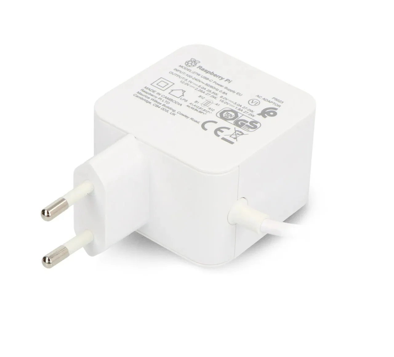 Oficijelno Napajanje za Raspberry Pi 5 USB-C 27W 5A - Belo