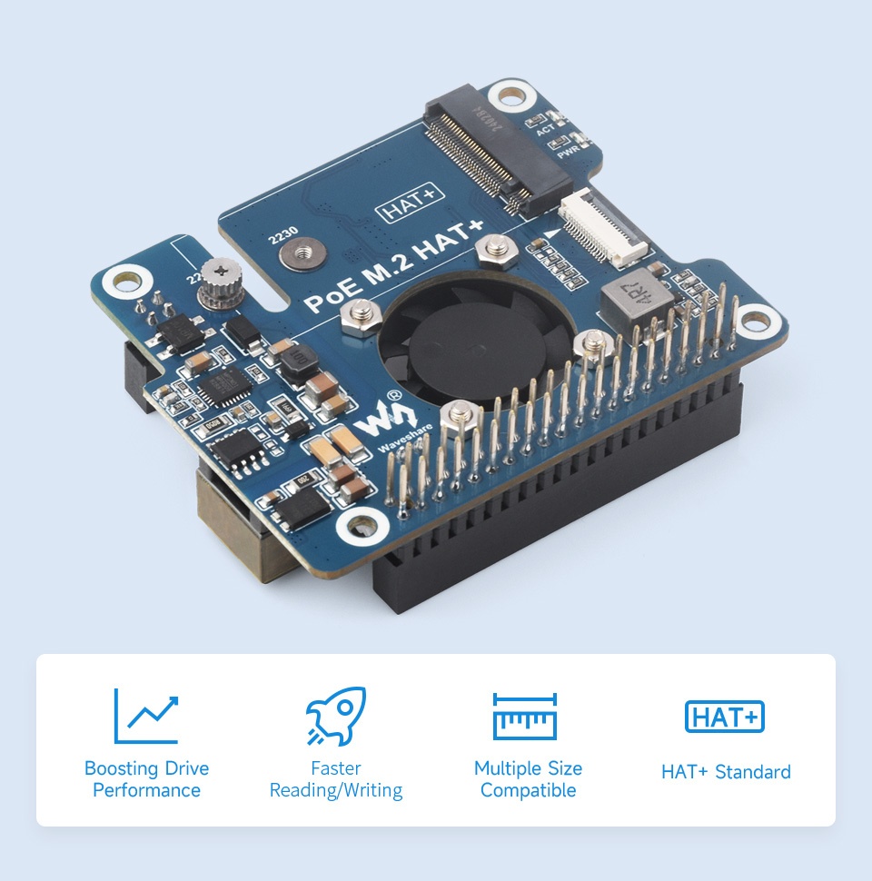 RaspberryPi 5 PCIe na M.2 adapter sa PoE funkcijom