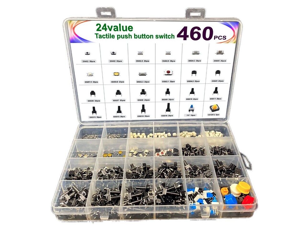 Set mikro tastera 460 komada – 24 vrste (za auto ključeve i elektroniku)
