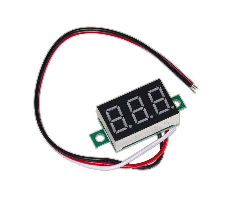 Digitalni DC Voltmeter 0-100V - Mini LED Displej 0.36" Plavi (3 žice)