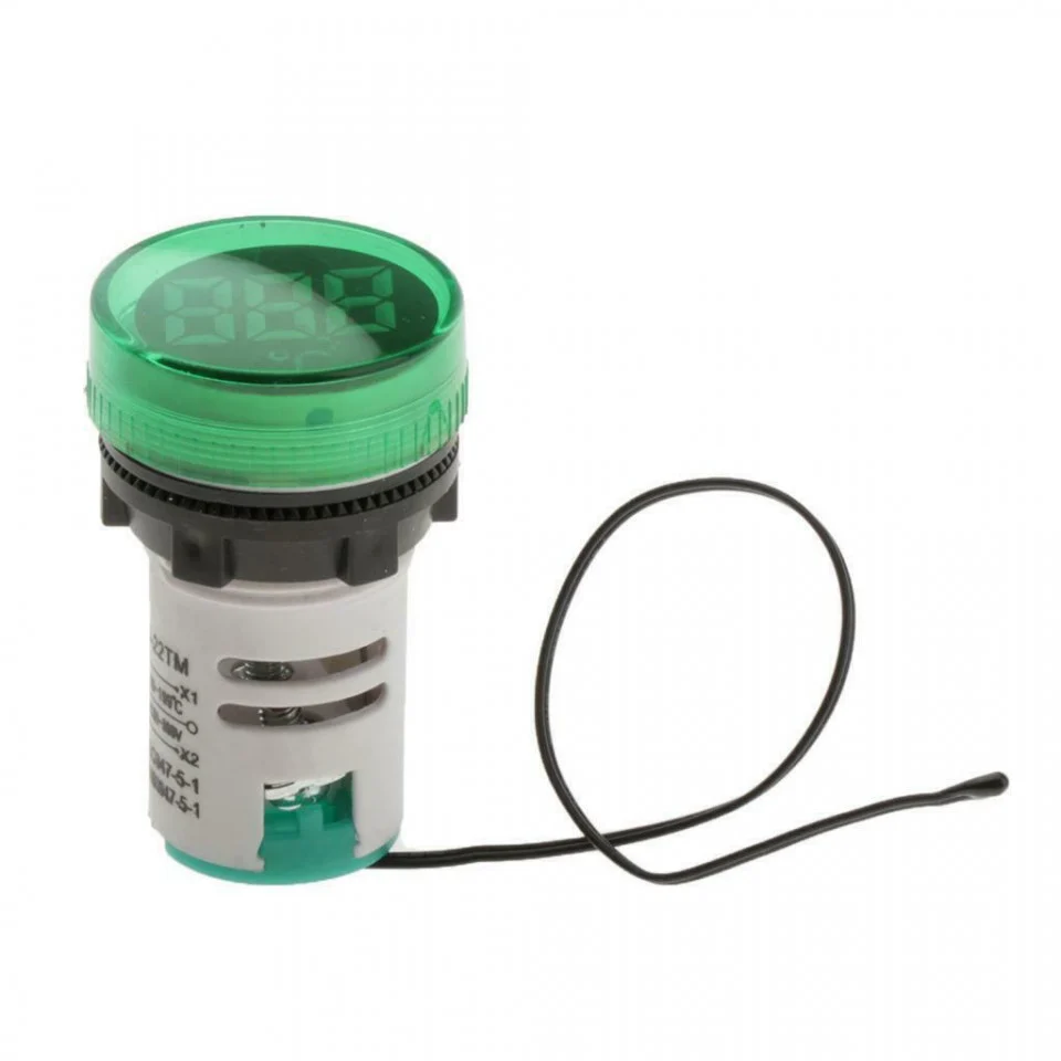 LED termometar 22mm zeleni