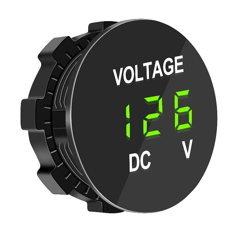 Vodootporni LED voltmetar okrugli zeleni