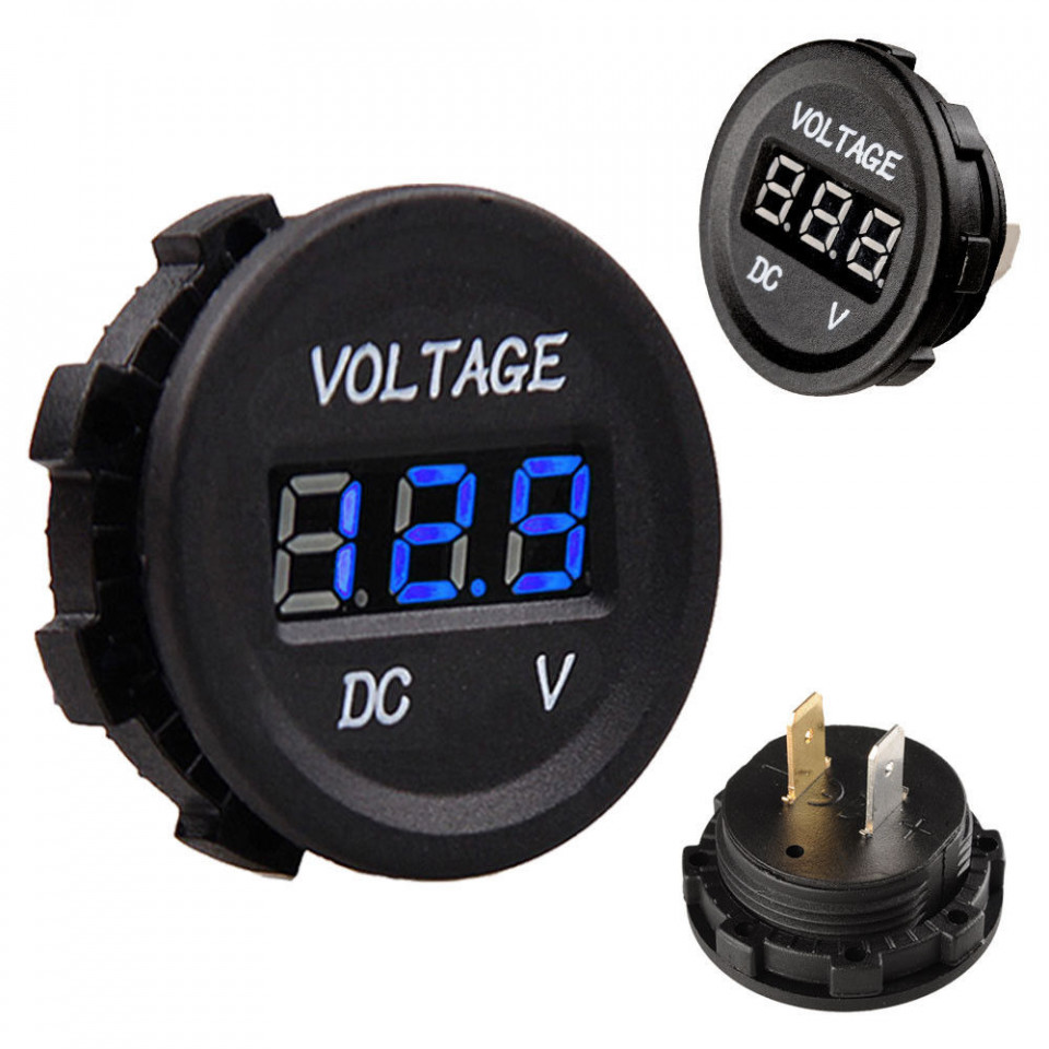 Vodootporni LED voltmetar za auto plavi