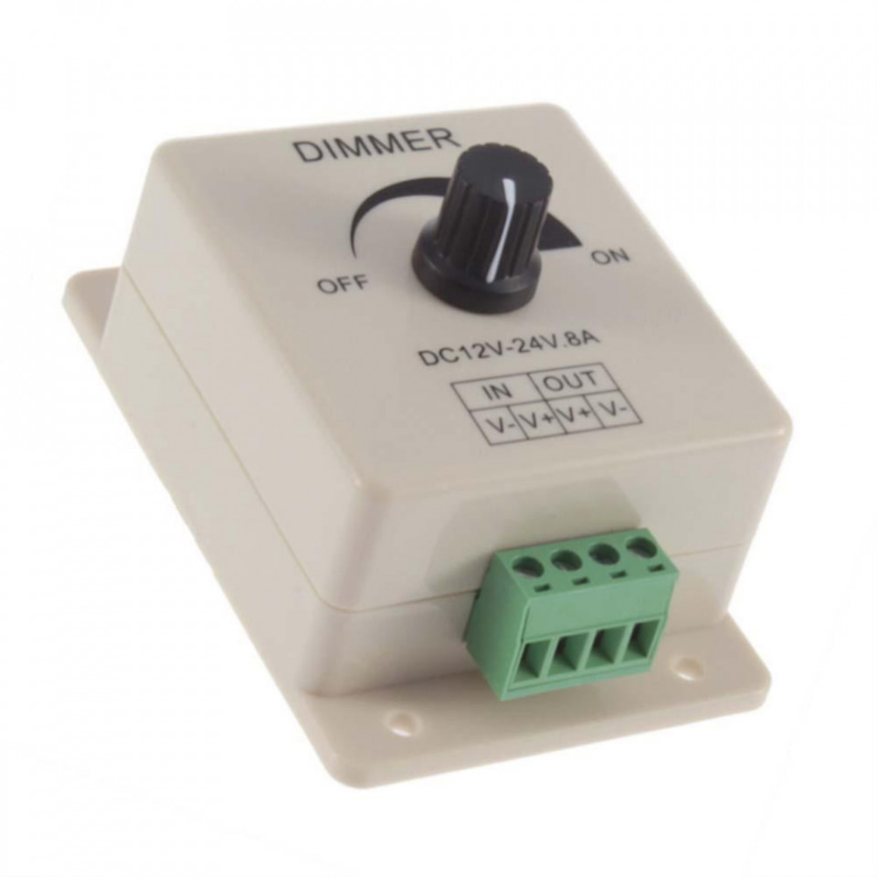 Dimer za LED rasvetu DC 12V-24V 8A sa potenciometrom - Regulator jačine svetlosti za LED trake