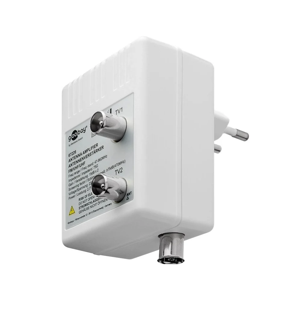 Širokopojasno Antensko pojačalo sa 2 izlaza - 15dB DVB-T2/DVB-C 47-862 MHz