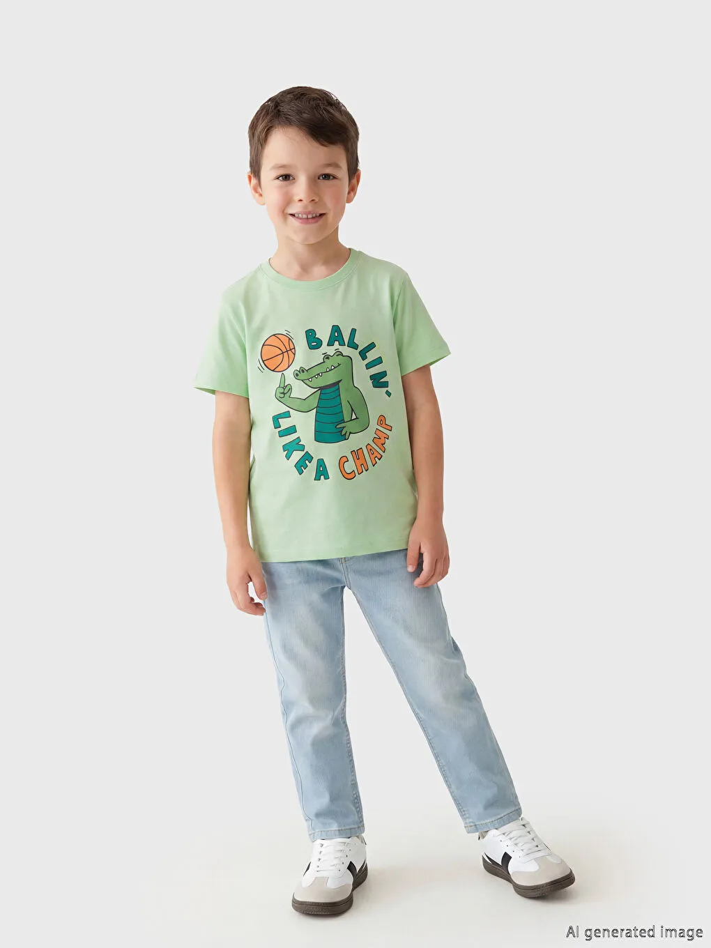 LCW Kids Dečija Majica Od Džersija Sa Dinosaurus Printom