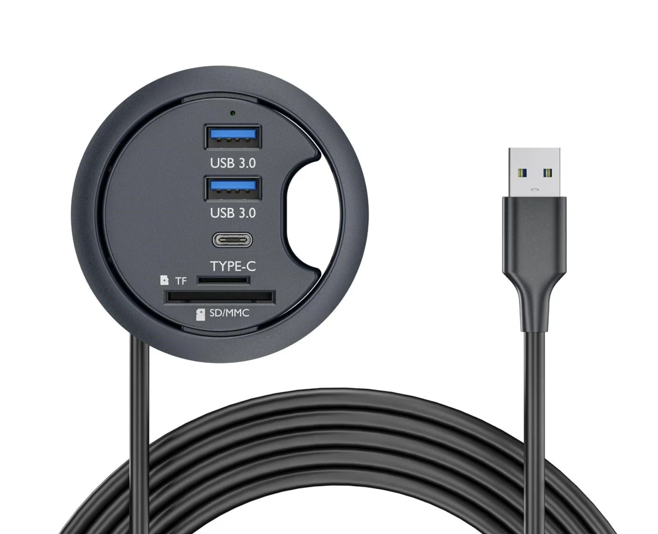 USB hub USB3.0 A M-2xUSB3.0+USB-C+SD/TF (MicroSD) "Mount-In-Desk" 1.5m