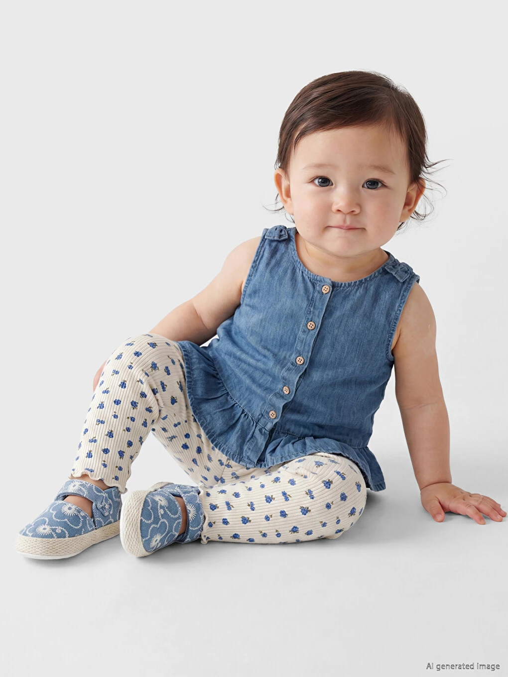 LCW baby Bebi Komplet Za Devojčice Sa Cvetnim Dezenom, Bluza I Helanke
