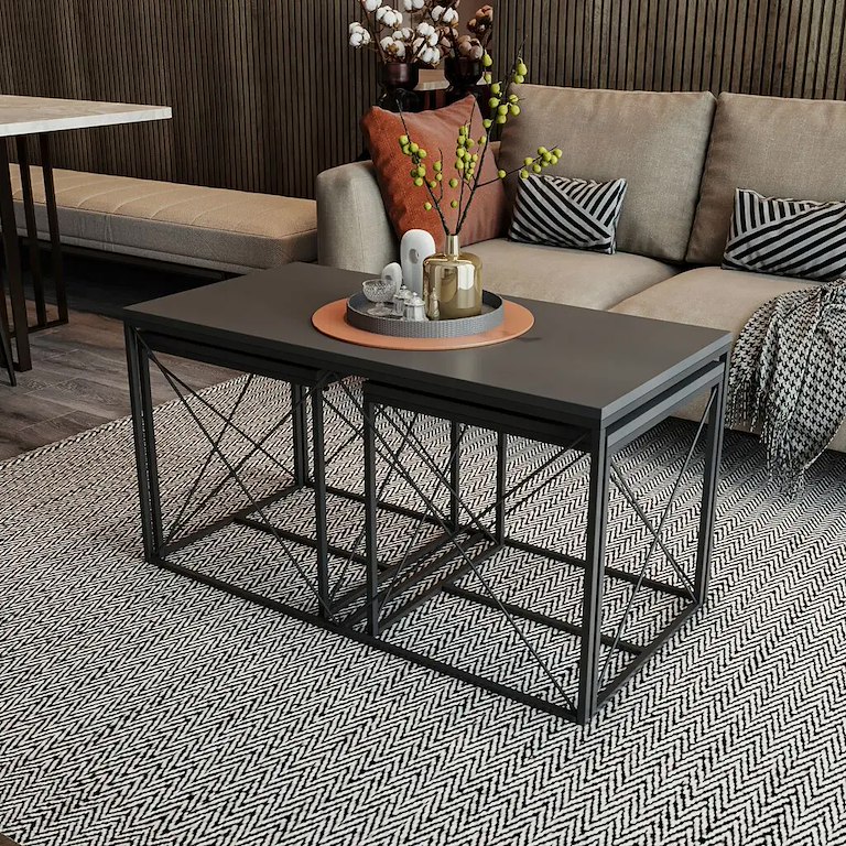 Hanah Home Defne Set Klub stolova, 3 komada, Antracit