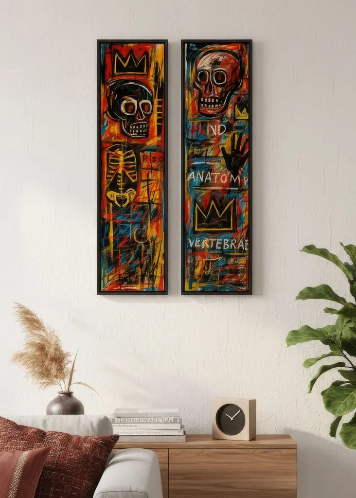 Wallity Dekorativne uramljene slike na platnu, 25x100cm, 2 komada, Šarene