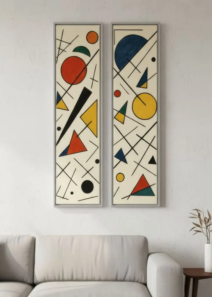 Wallity Dekorativne uramljene slike na platnu, 25x100cm, 2 komada, Šarene