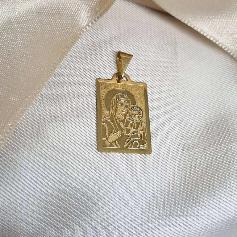 Zlatni privezak Bogorodica sa detetom 5