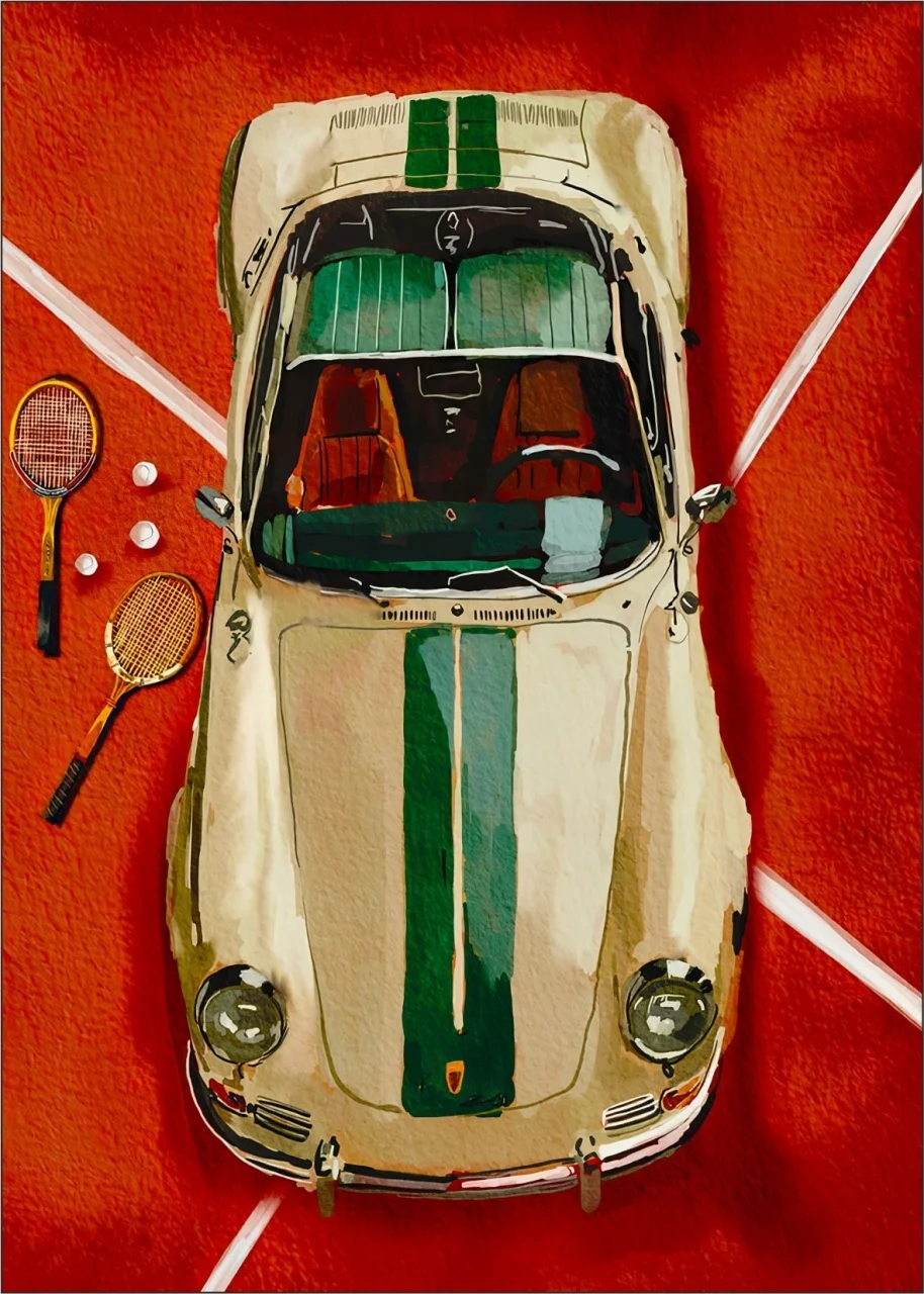 Tenis car, uramljena slika 40x50cm , 50x70cm i 60x80cm