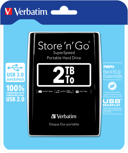 HDD E2.5" Verbatim 2TB USB 3.0 Store'n'Go 53177, Black