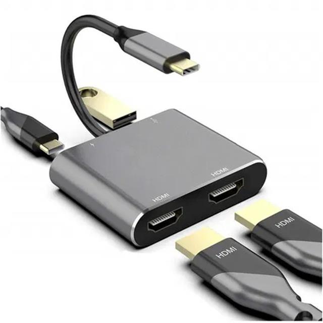 E-GREEN Adapter USB 3.1 tip C (M) - 2 x HDMI