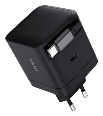 Punjac TRUST MAXO 65W RTRCT/2x USB-C/rectractable/0.67m/laptop/tablet/smartphone/crna