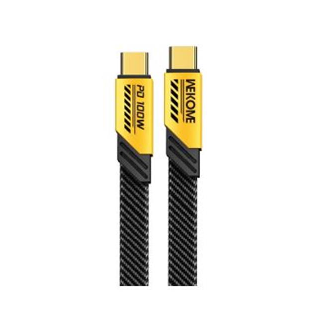 WEKOME WDC-192 Kabl 3.1 USB tip C M/M 1m, za Superbrzo punjenje 100W/480Mbps, flat-crno-žuti