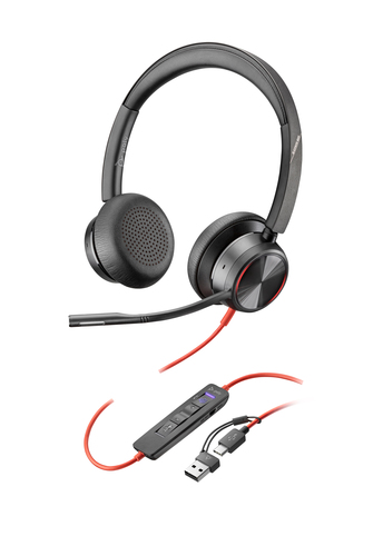Slušalice HP Poly Blackwire 8225 Stereo MS Teams Cert USB-C Headset +USB-C/A Adapter/8X225AA/crna
