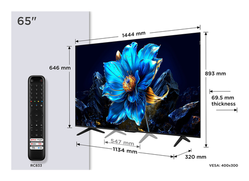 Televizor TCL 65P7K/QLED/65"/4K UHD/60Hz/Google TV/crna