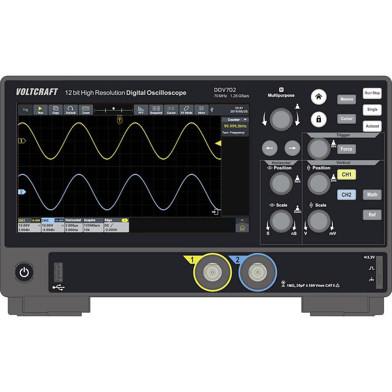 Voltcraft DOV1004 digitalni osciloskop, 2x70MHz, 50Mpts, 12-bitna rezolucija
