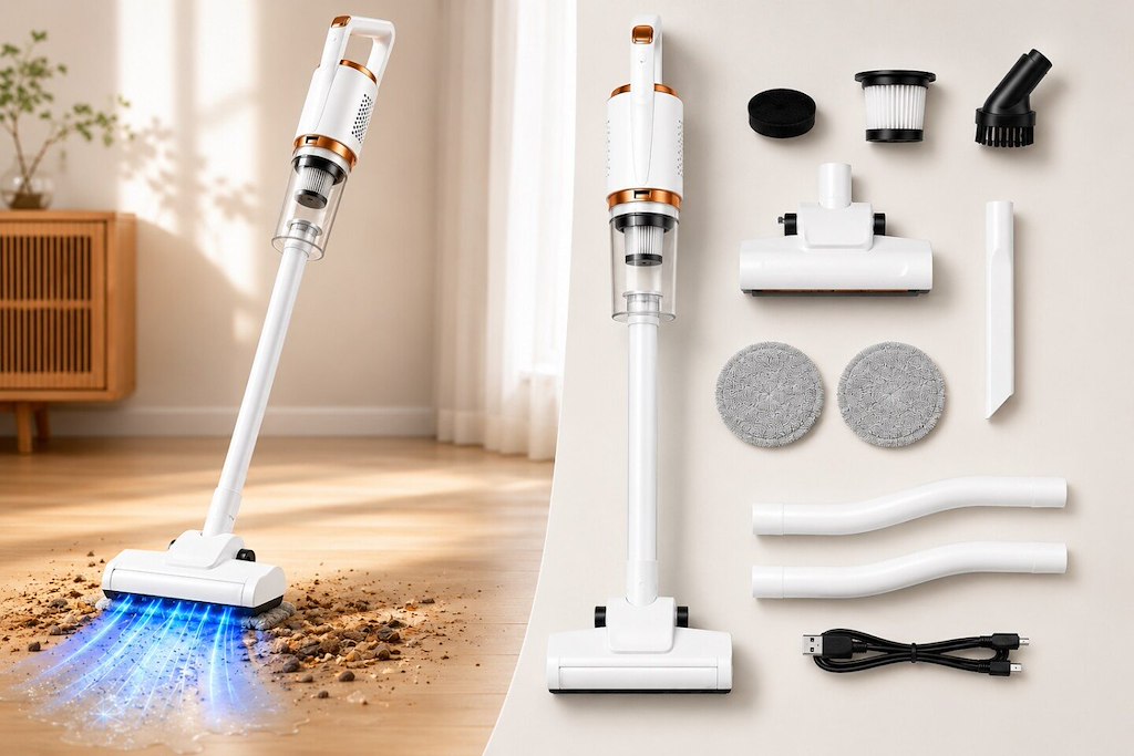 Shyniq bežični usisivač i čistač podova, 1200mAh, HEPA, 8500Pa ✨ 2-u-1