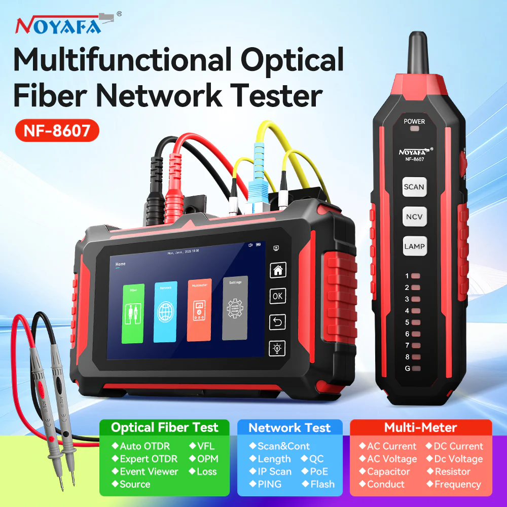 Noyafa NF-8607 All-in-One OTDR do 150km, OPM, VFL 10mW, PoE i multimetar, 5″ na dodir